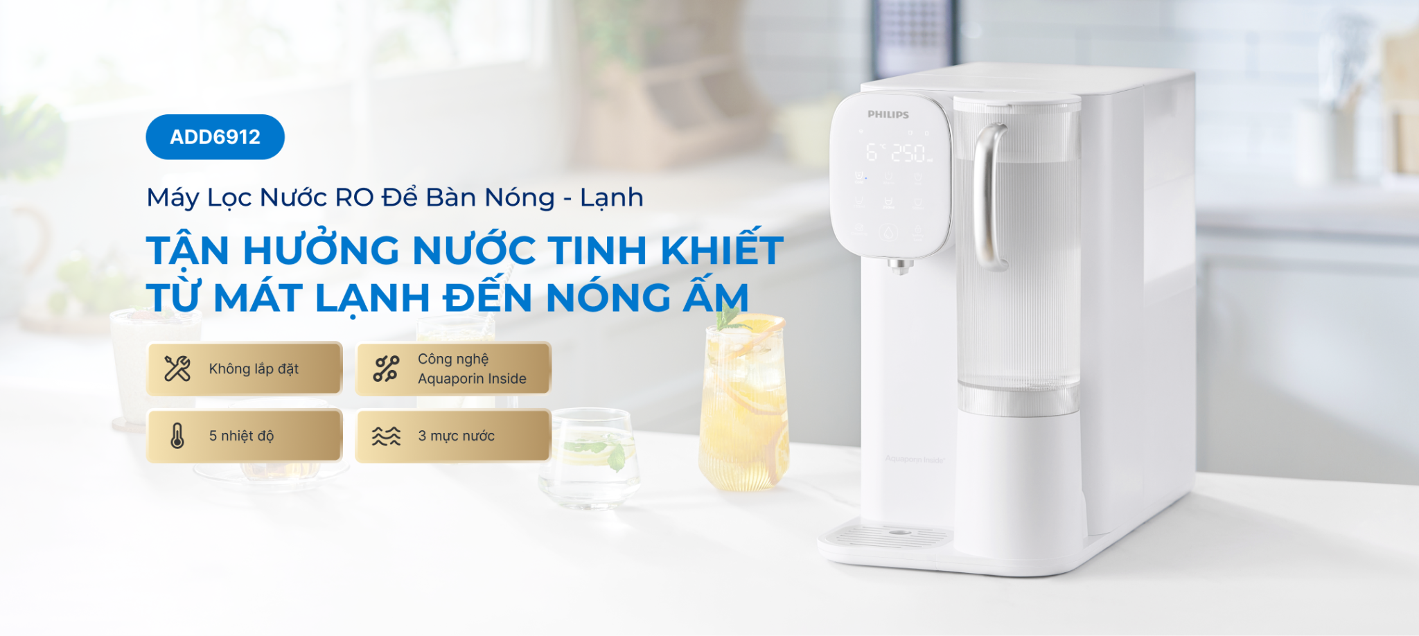 Máy lọc nước RO để bàn Philips nóng – lạnh ADD6912